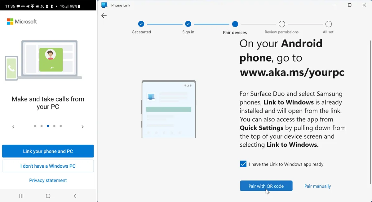 figure 2 how to link and sync your android phone with windows 11 » T ...